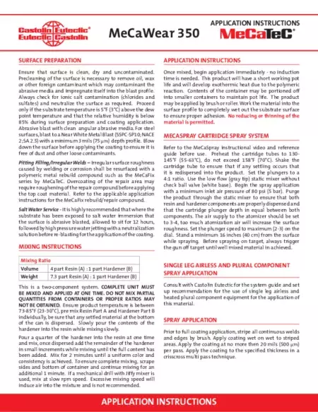 Application Instructions MeCaTeC MeCaWear 350 | Castolin Eutectic